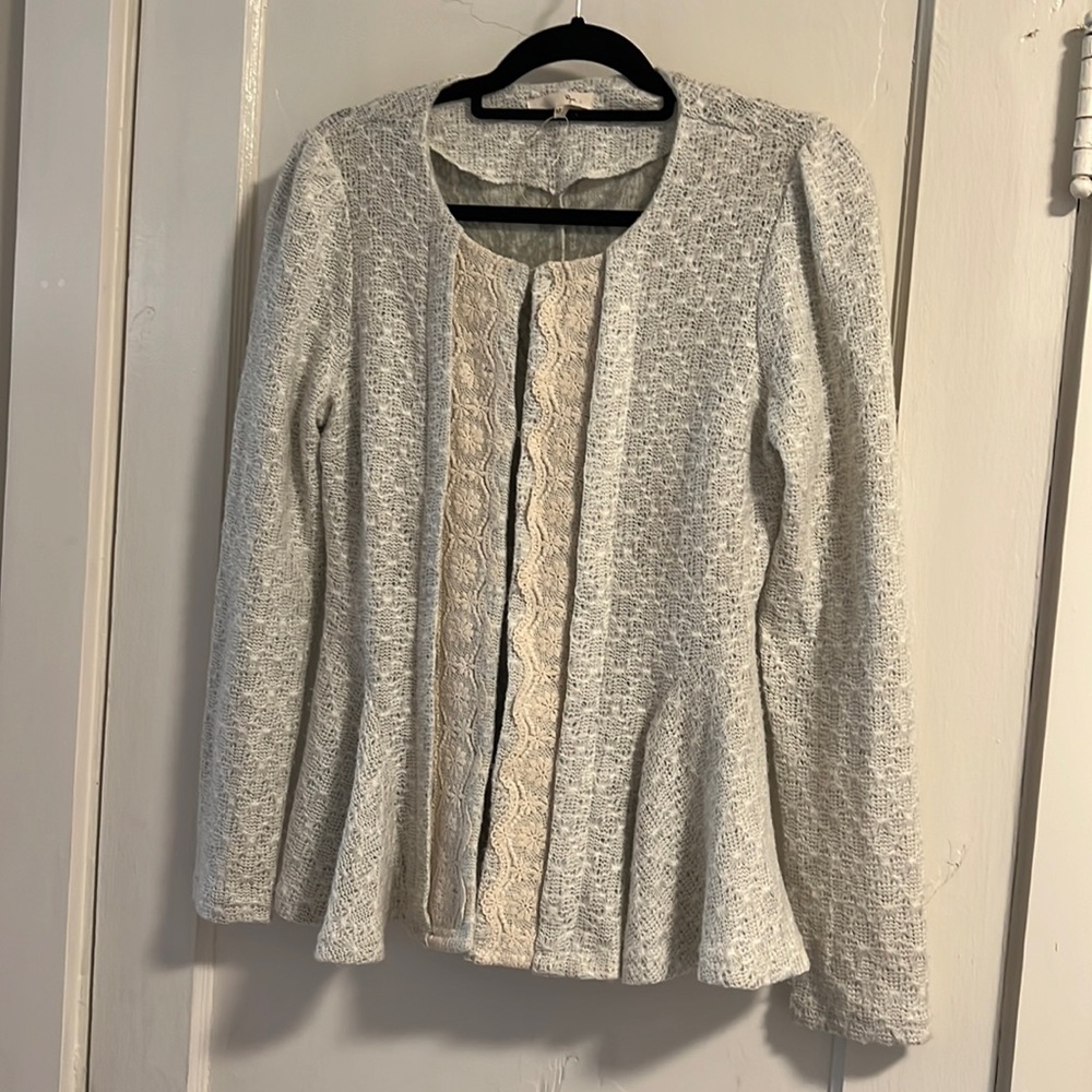 Anthro Ryu Gray Cream Knit Lace Overlay Medium - Gem